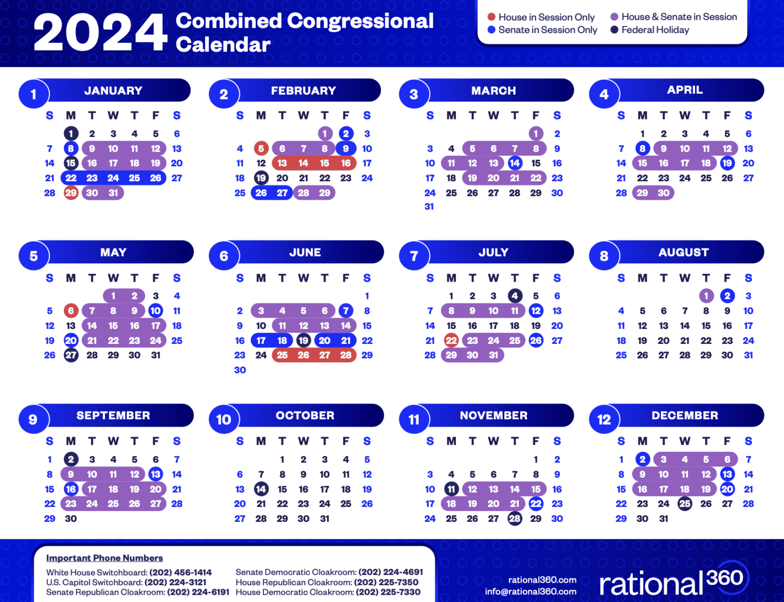 2024 Combined Congressional Calendar | Rational 360